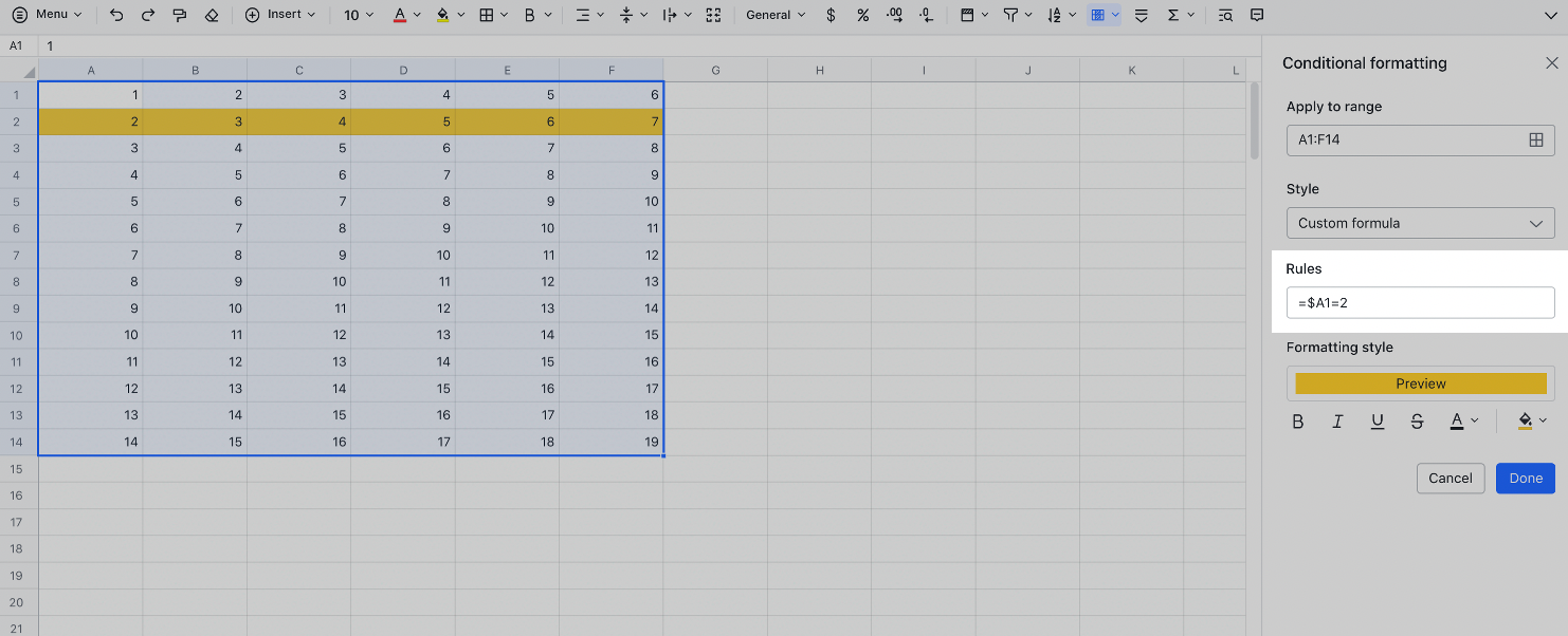 Use conditional formatting in Sheets