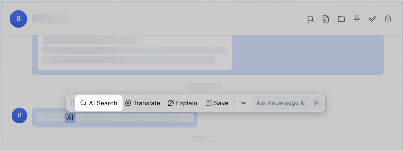 Use the AI text selection toolbar