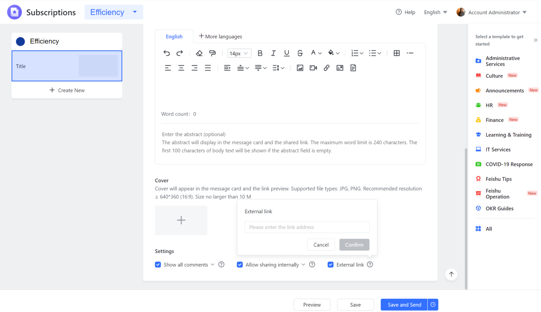 Create and edit Subscriptions articles