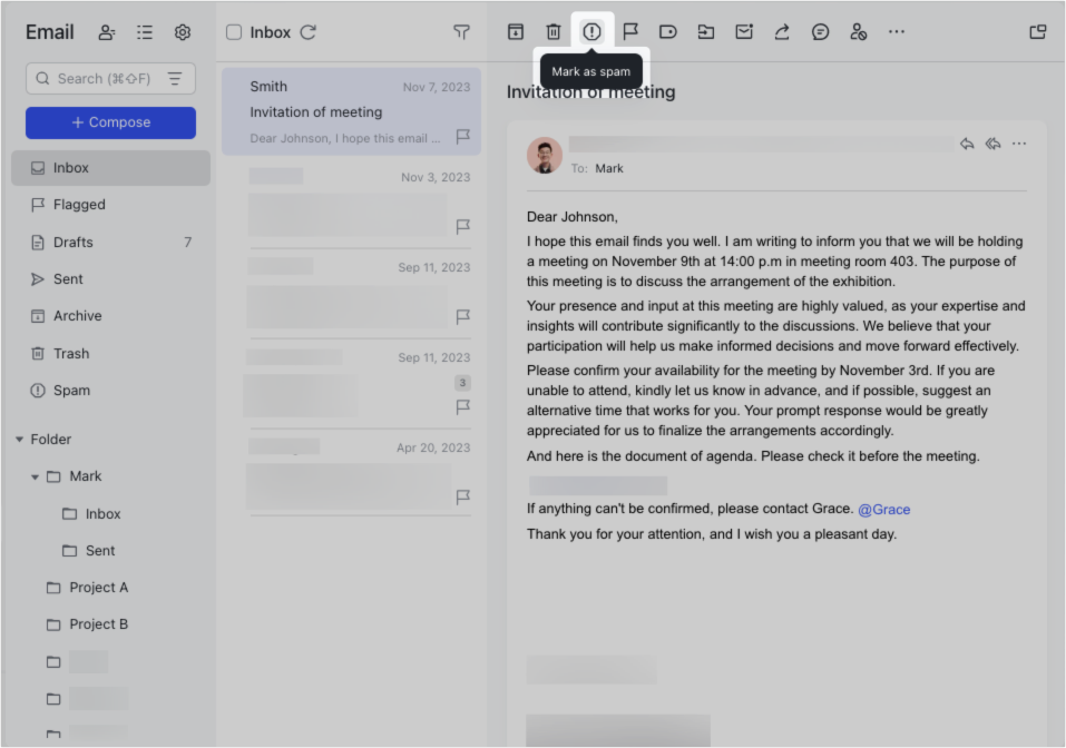Mark and unmark emails as spam