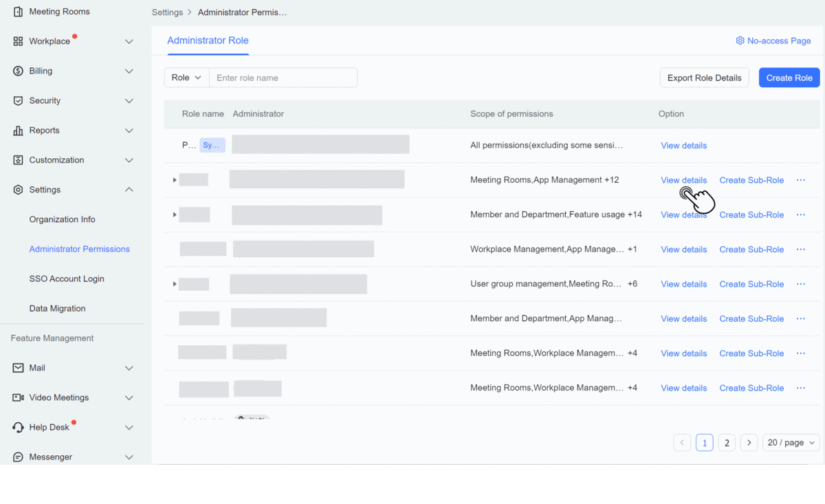 Admin | Set up meeting room management permissions