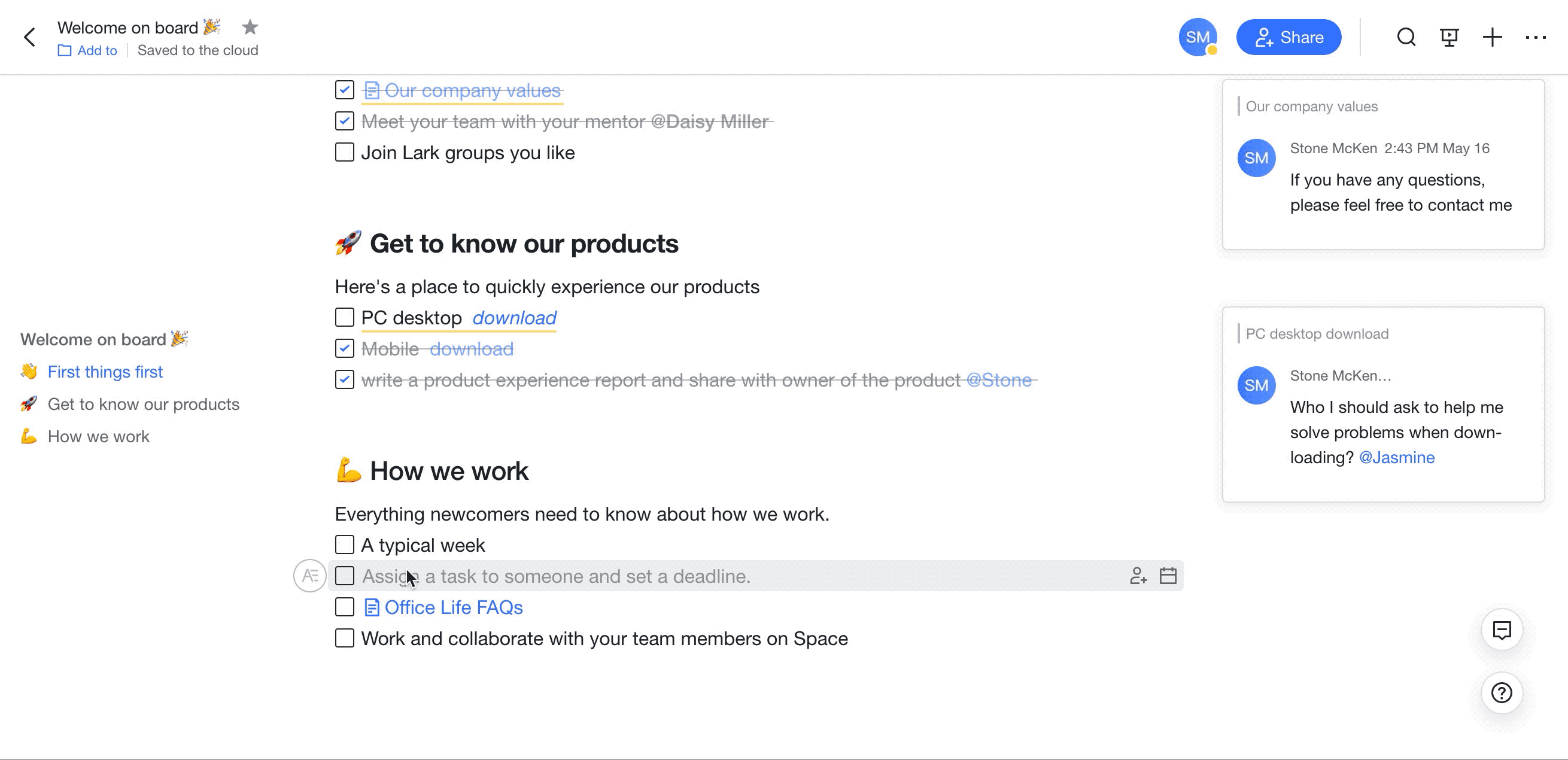 @mention, comment, and reply in Docs