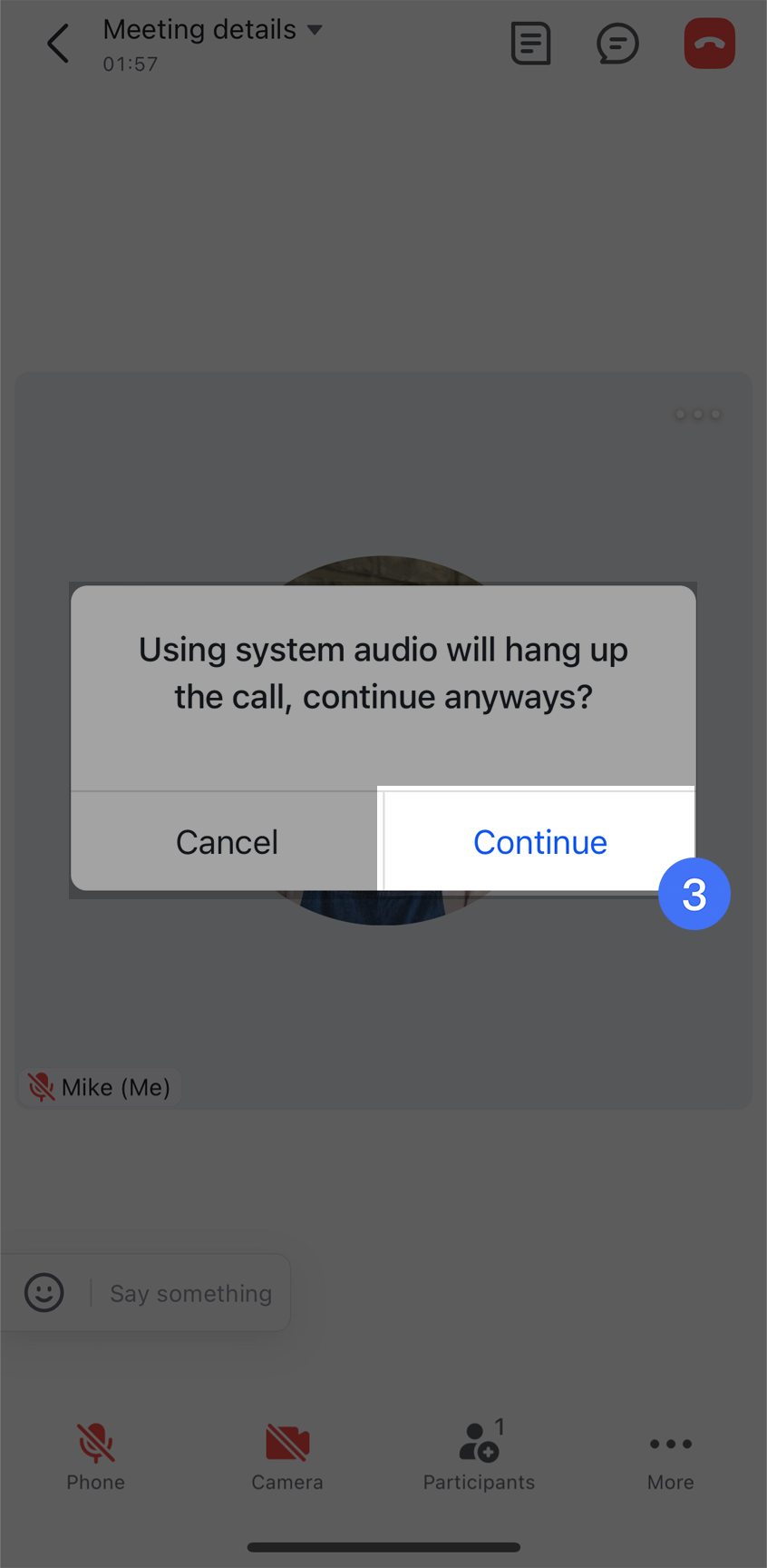 Use phone audio during a video meeting
