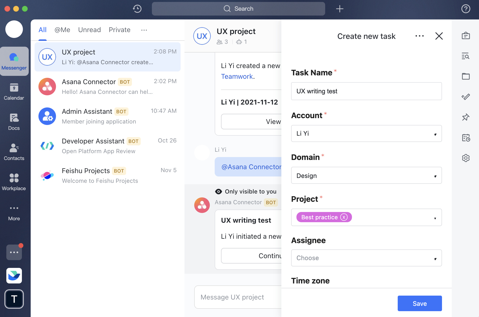 Work with Asana Connector