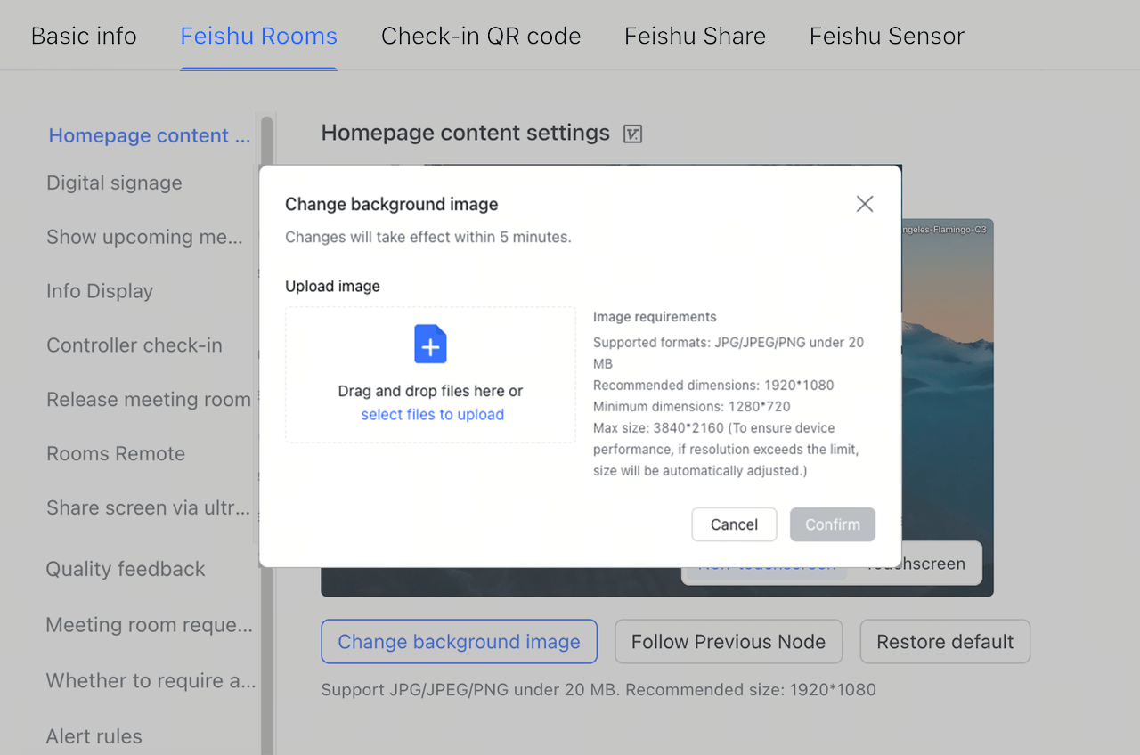 Configure Feishu Rooms settings