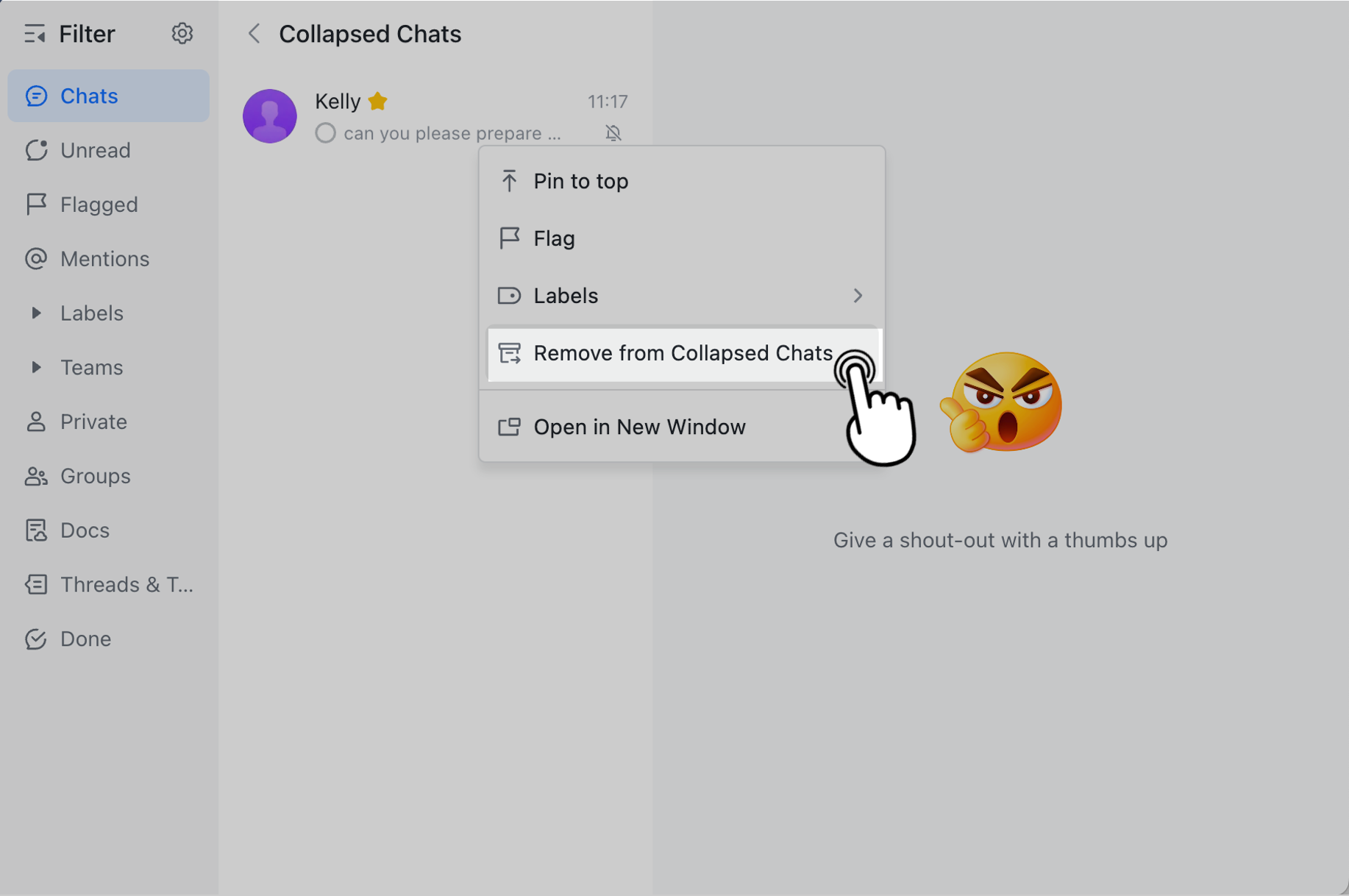 Move unimportant chats to Collapsed Chats