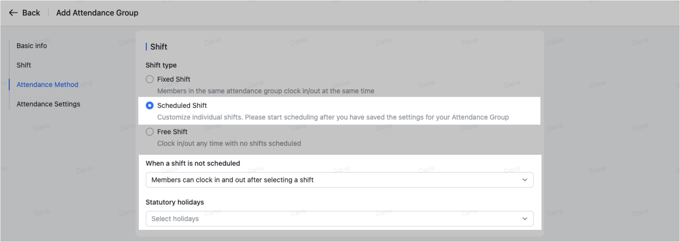 Admin | Set up attendance group