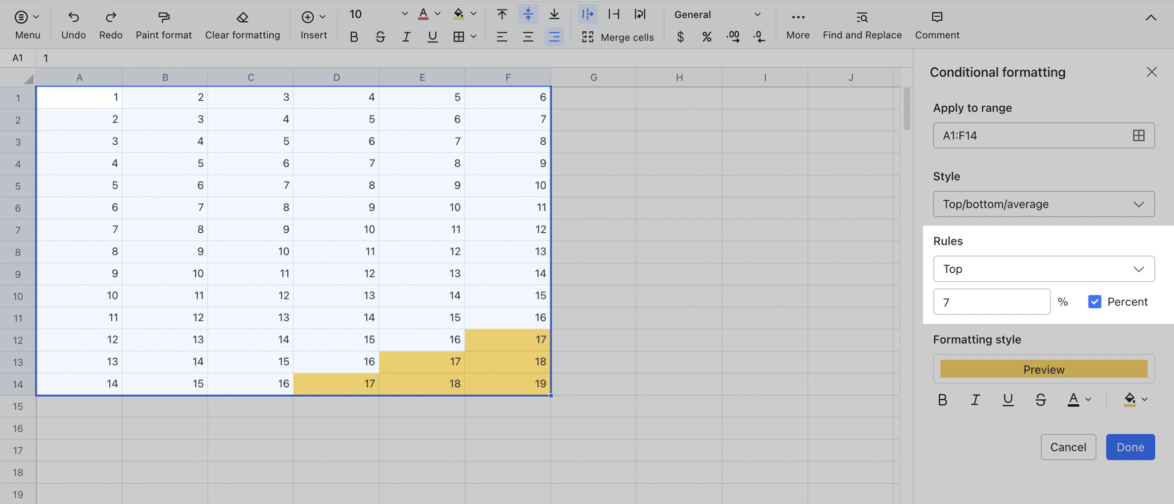 Use conditional formatting in sheets