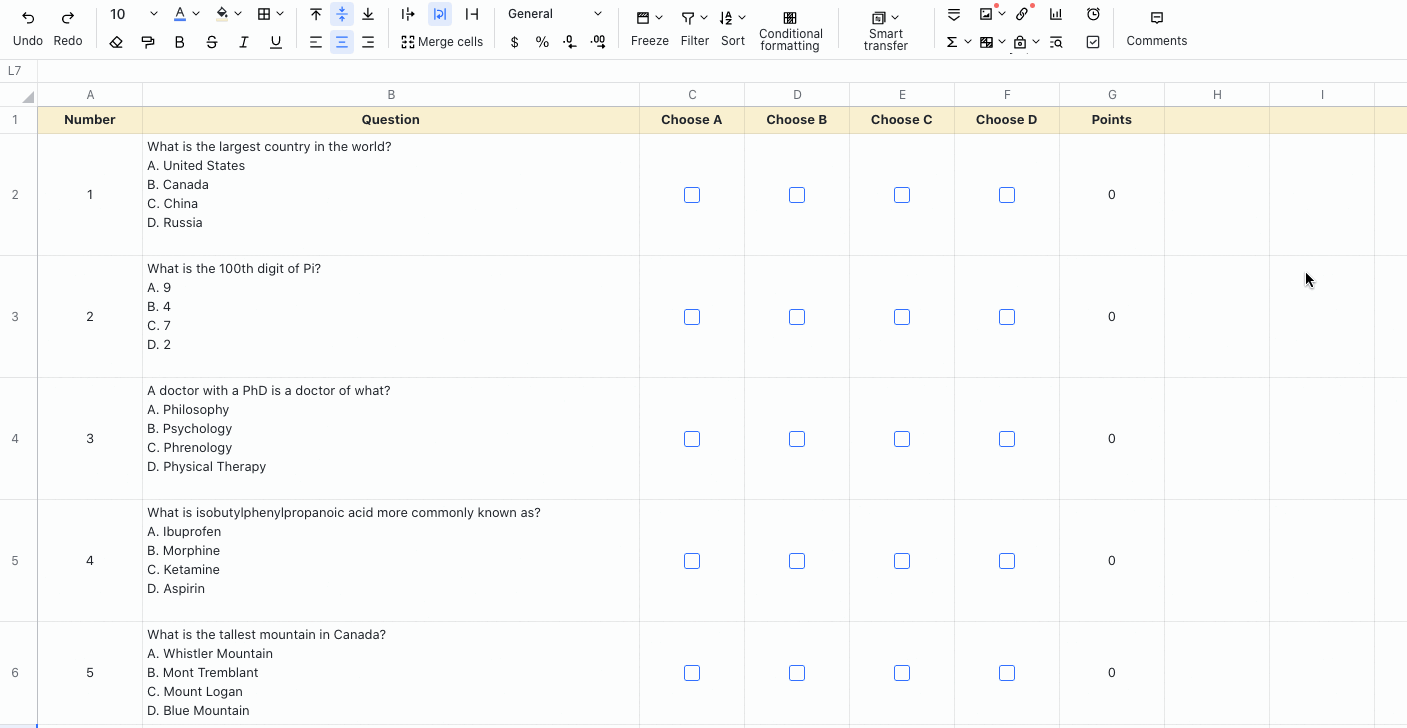 Use checkboxes in Sheets
