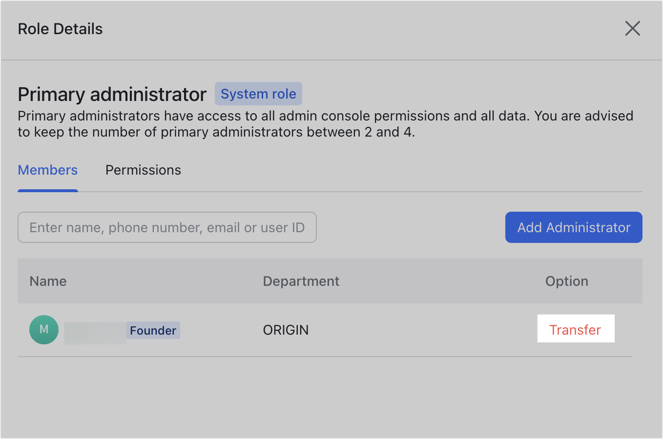 Admin | Transfer the founder identity
