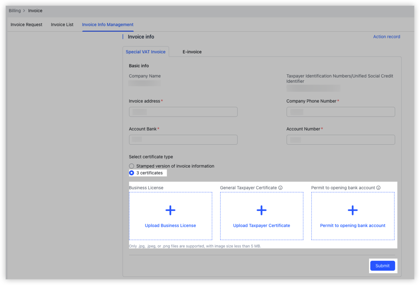 Admin | Request invoices