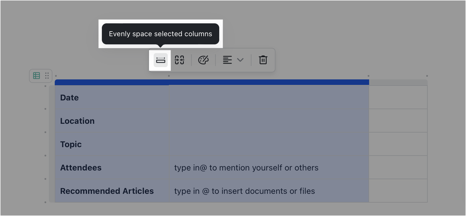 Edit tables in Docs