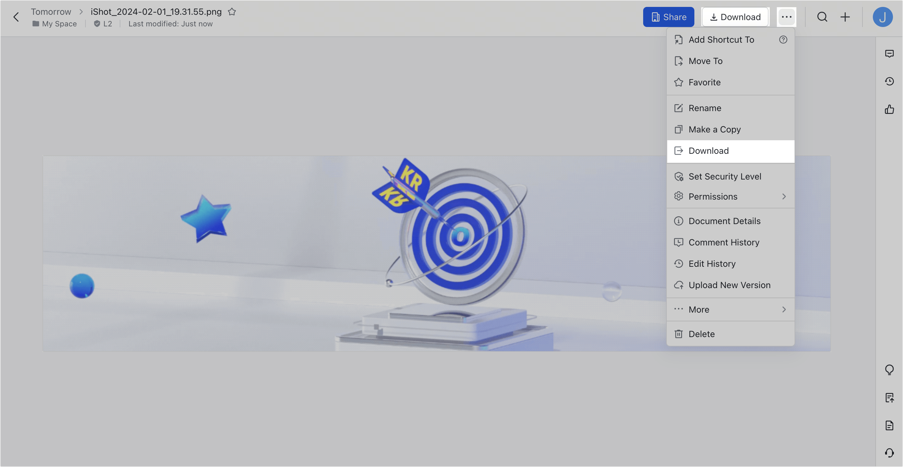 Download documents and folders to your device