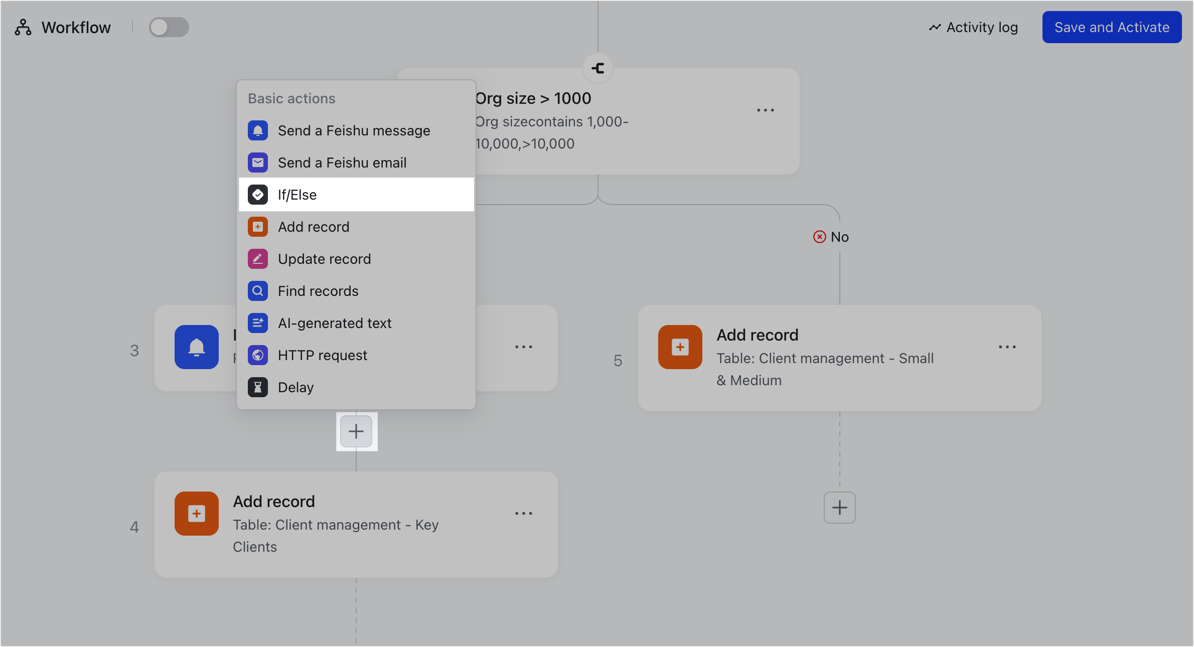 Use the IF/Else node in Workflow