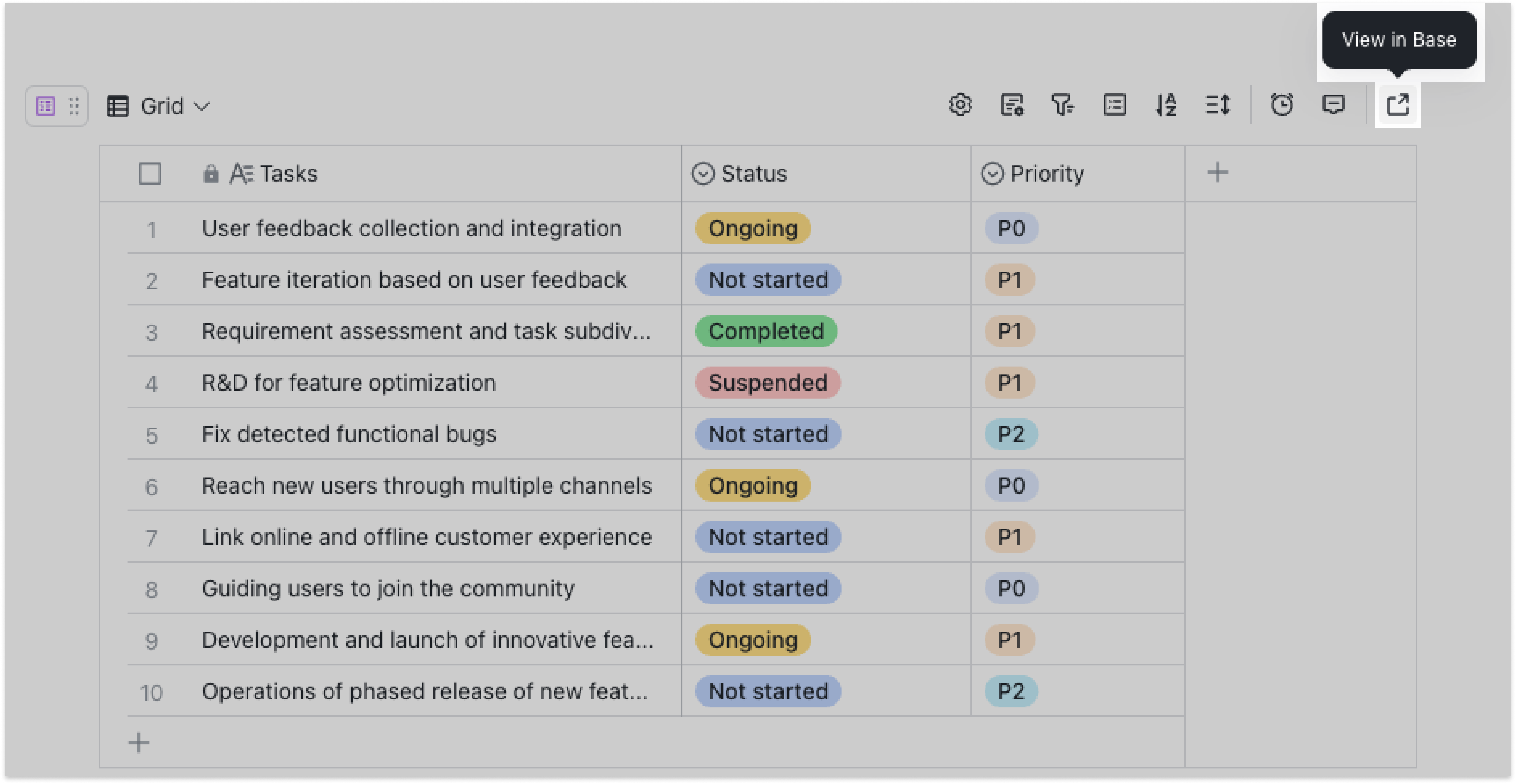 Insert a base in Docs
