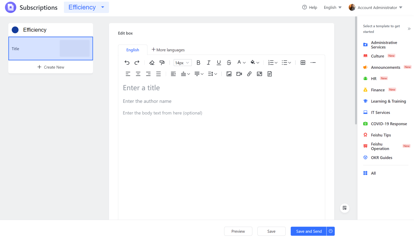 Create and edit Subscriptions articles