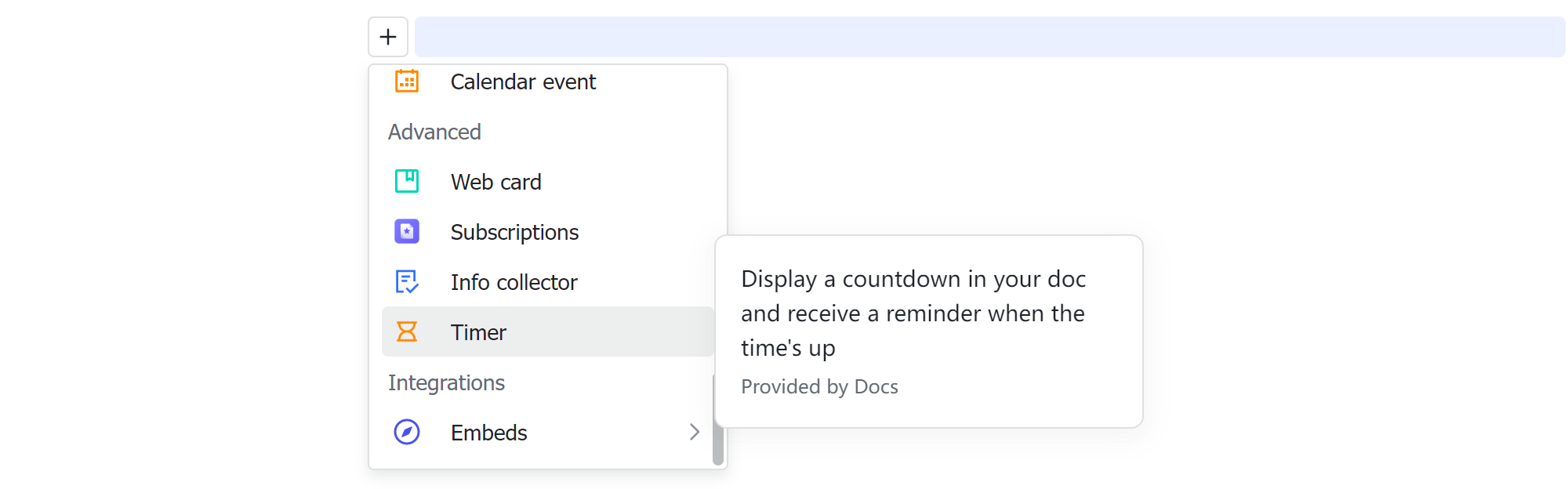 Insert timers in Docs