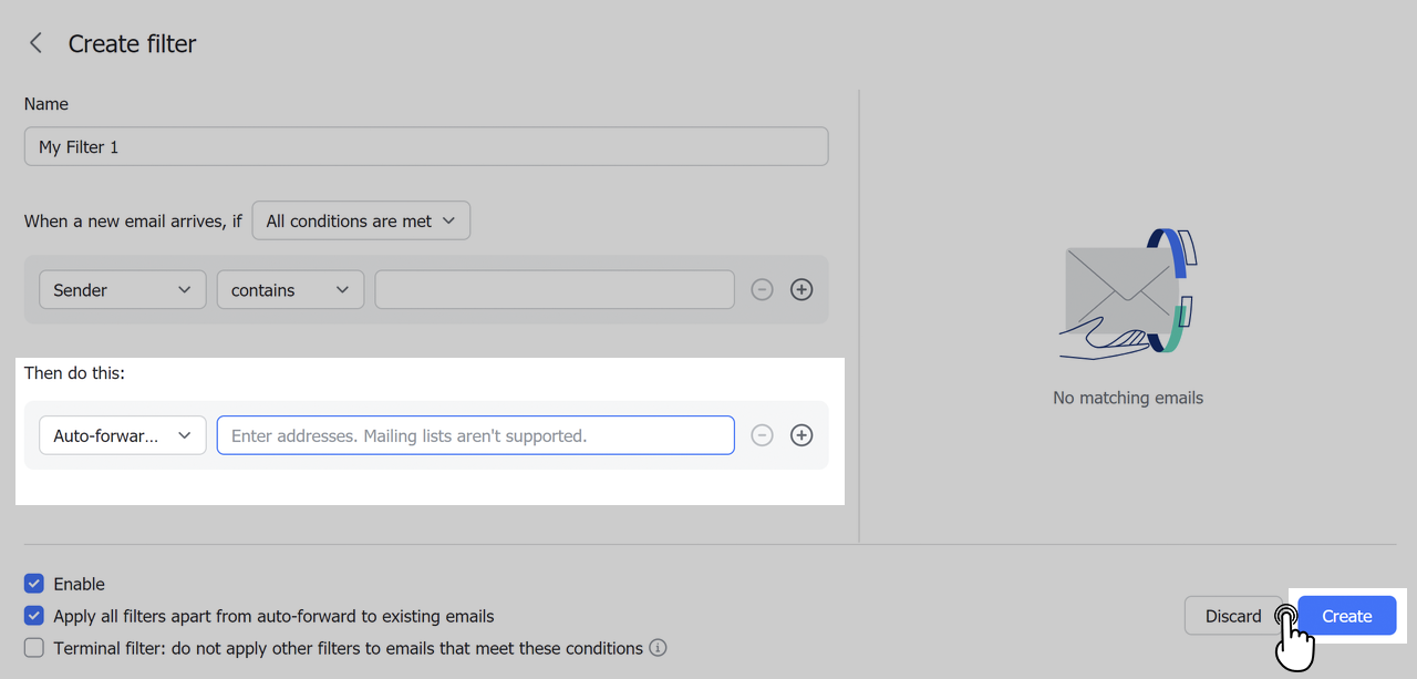 Set up email auto-forwarding
