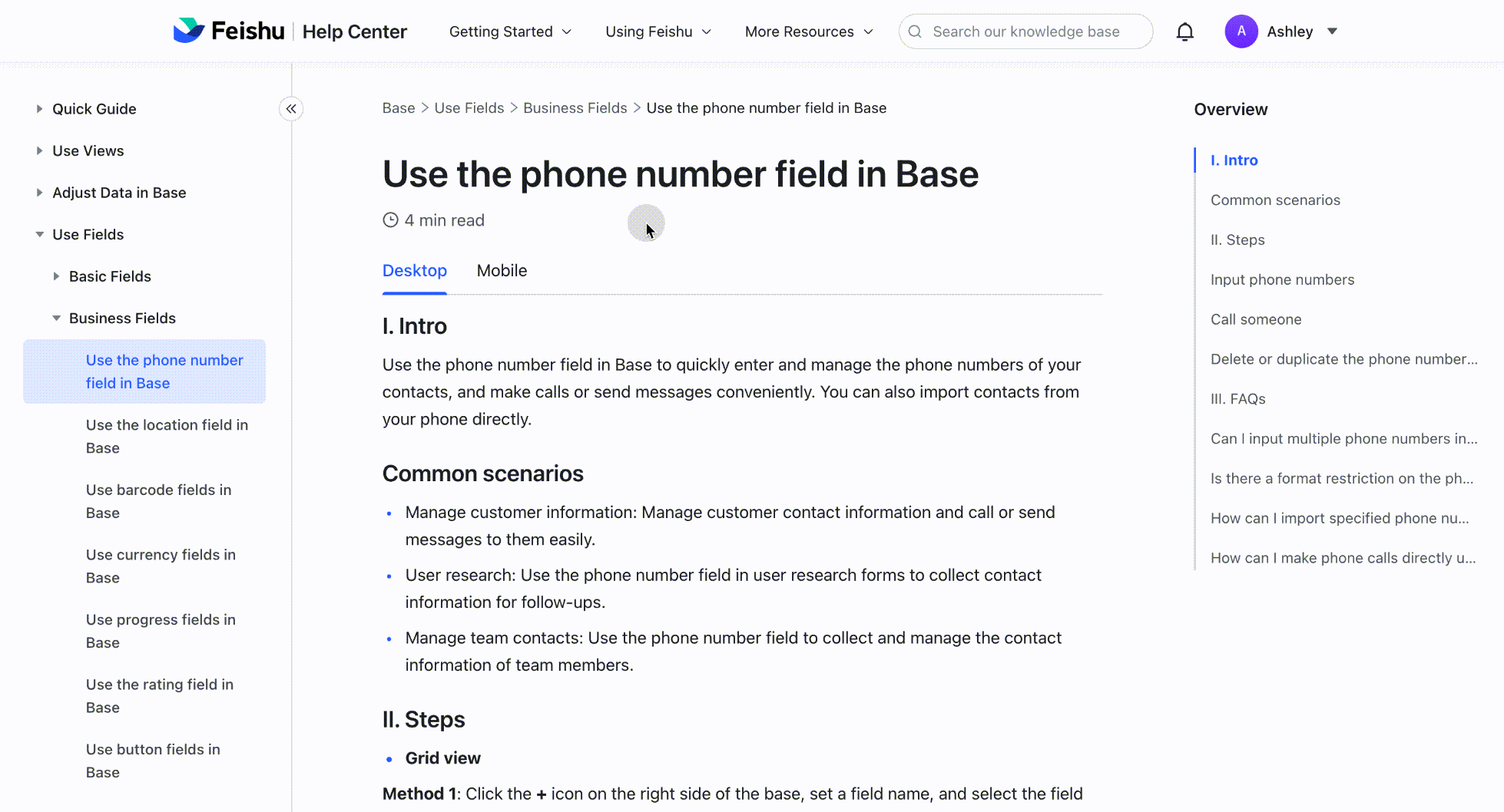 Use the Feishu Help Center