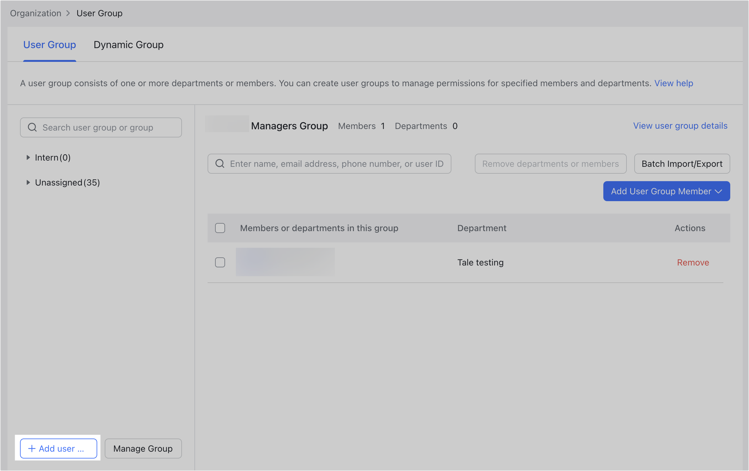 Admin | Manage user groups