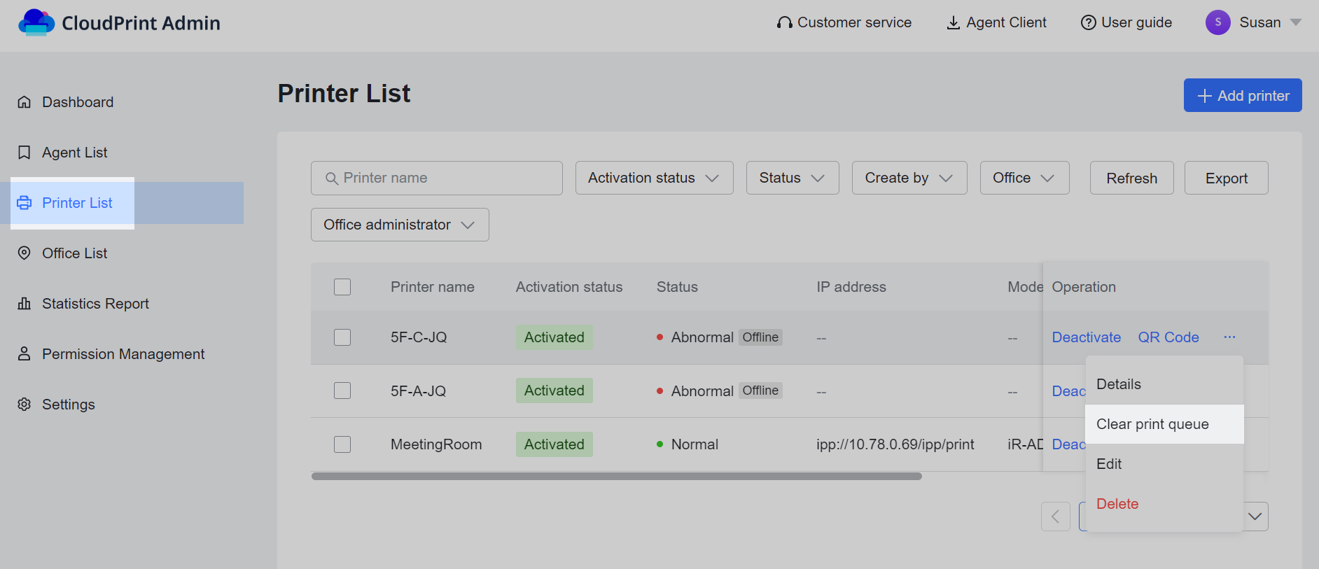 Admin | Use the CloudPrint admin console