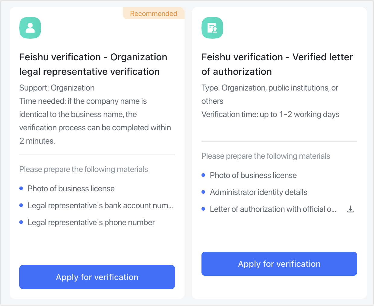 Feishu verification overview