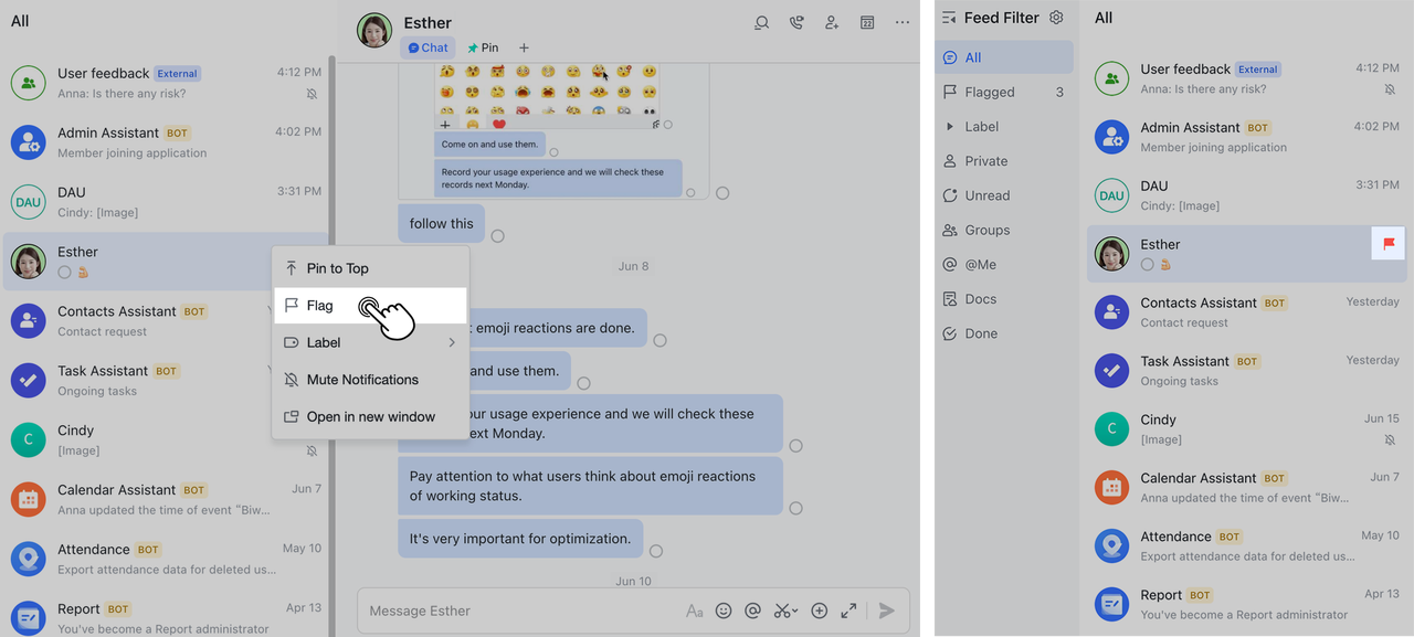 V5.15 Check your chats or messages easily with Flag!