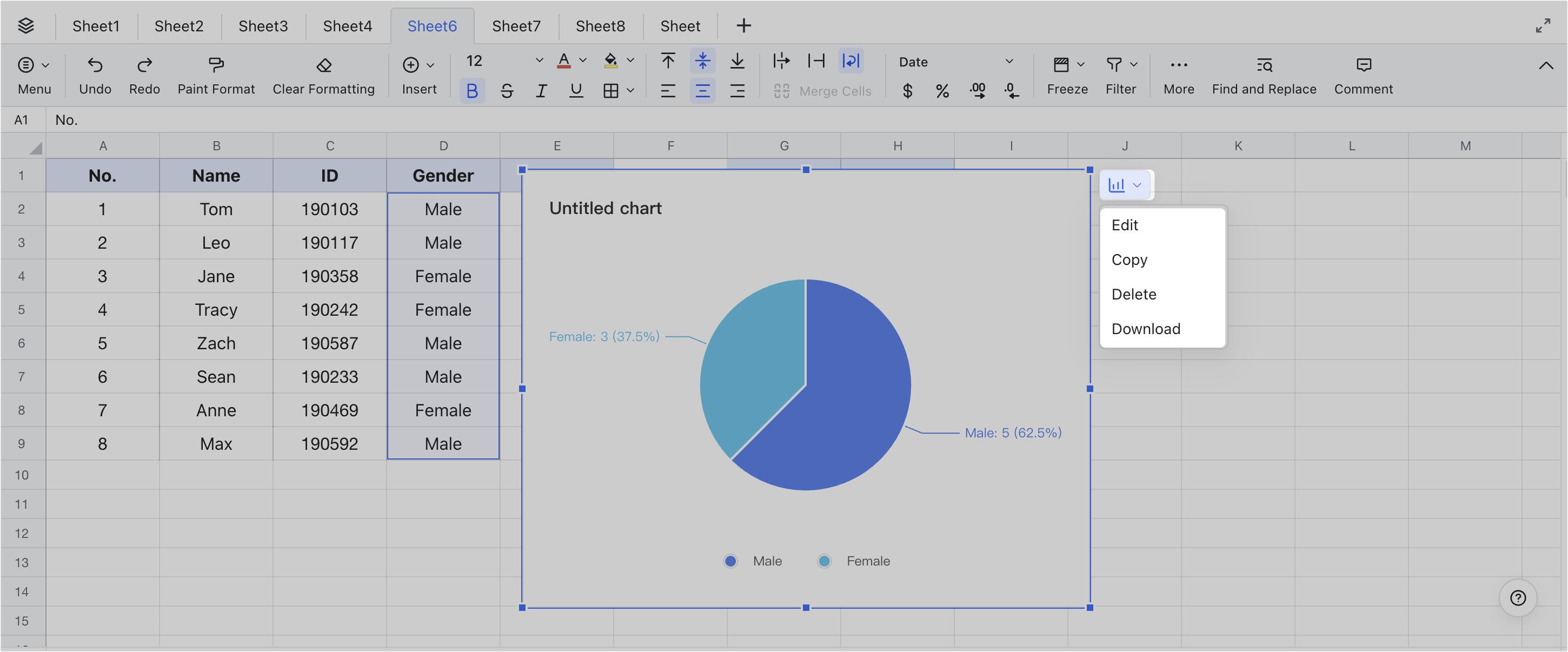 Use pie charts in Sheets