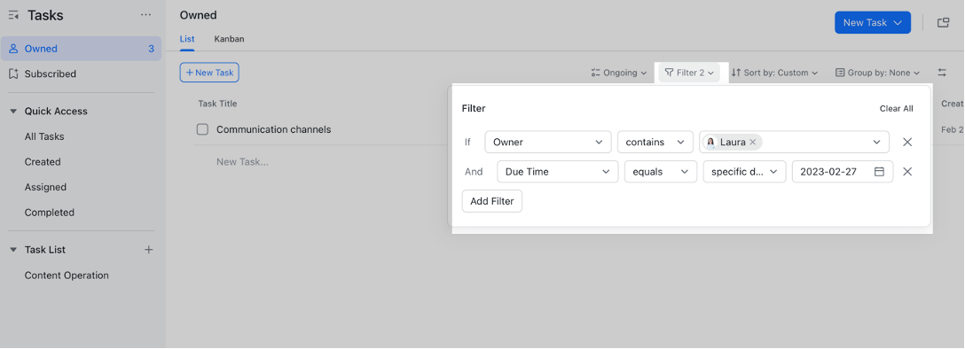 Use the multi-function toolbar in Tasks