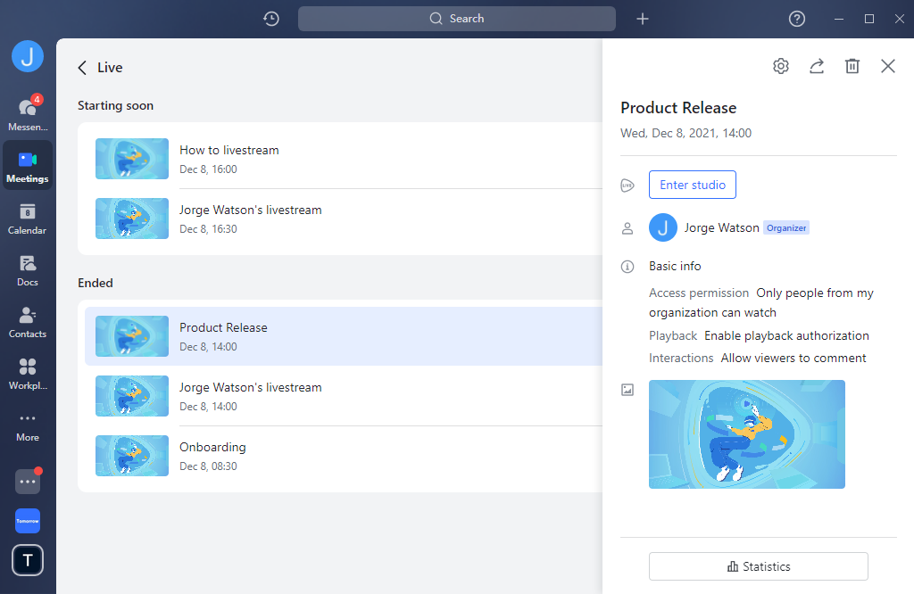 Create and manage Feishu Livestream
