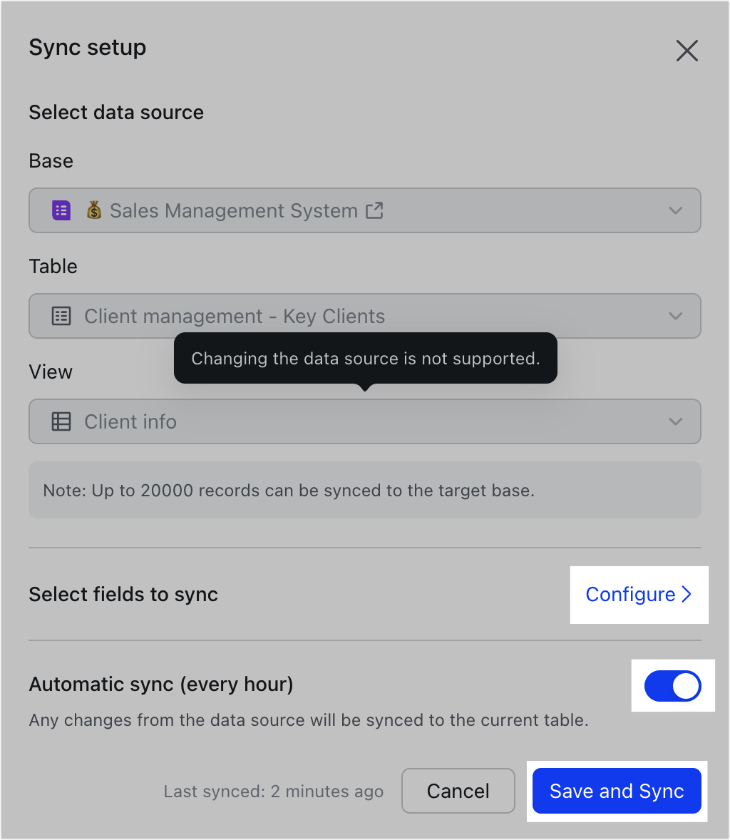 Sync data between bases