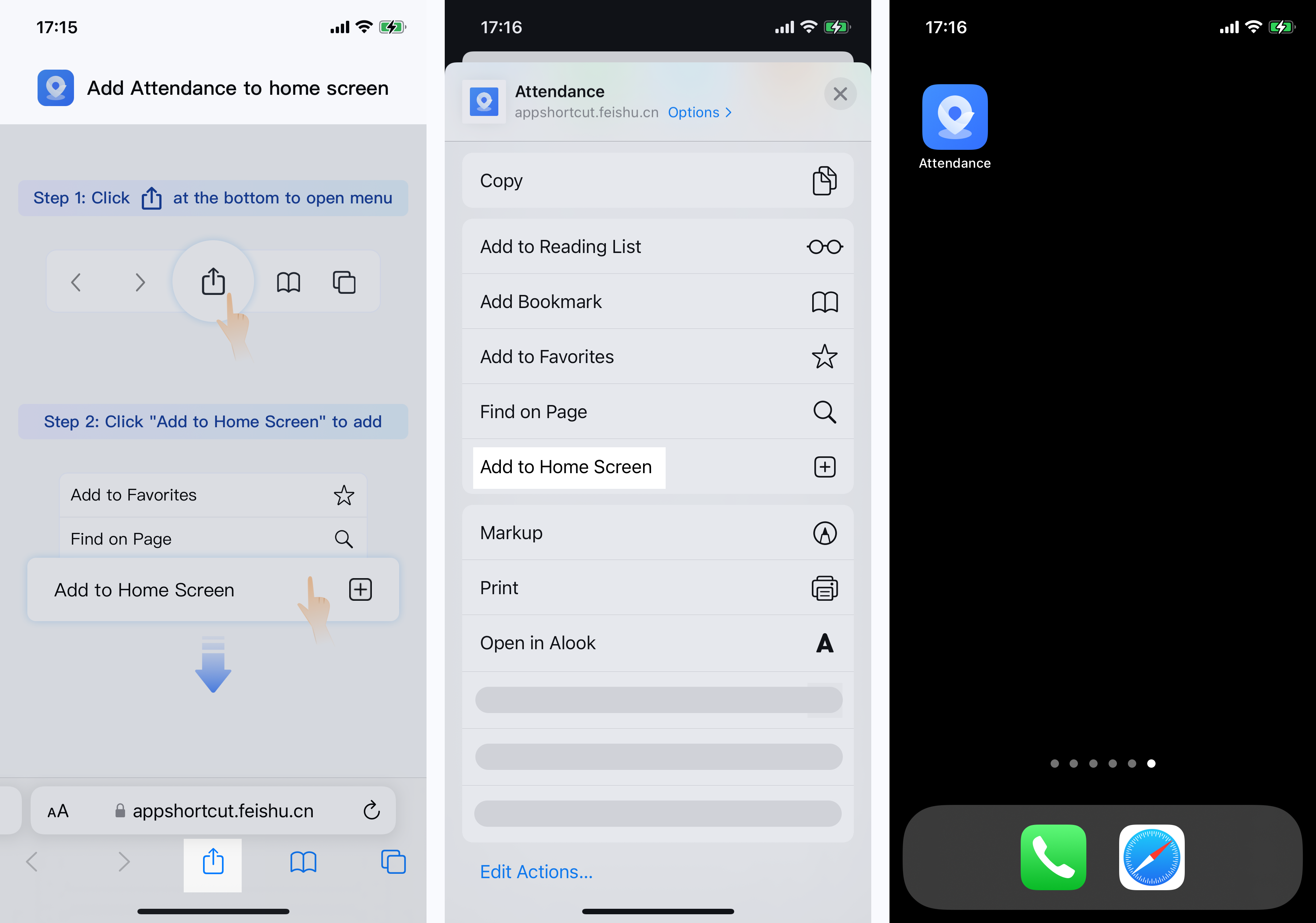Add an app to the home screen of a mobile device