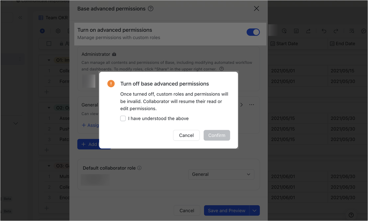 Use advanced permissions in Base