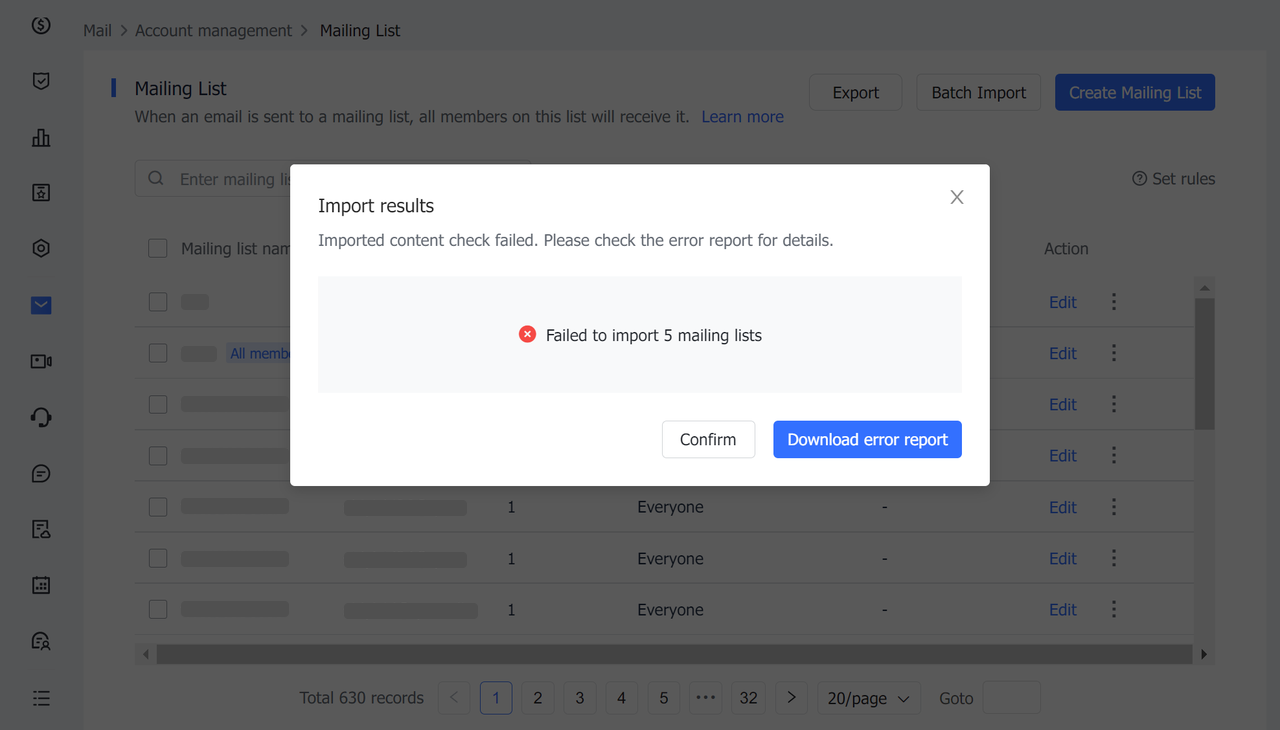Admin | Batch import, export, and edit mailing lists