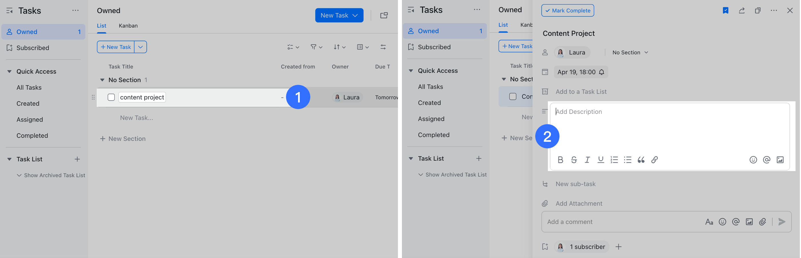 Use rich text in Tasks