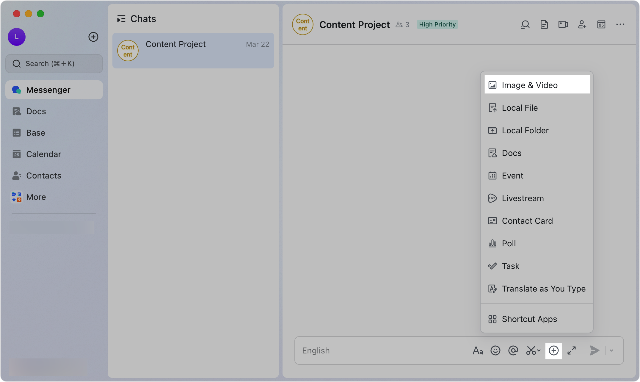 Send and receive images in chats