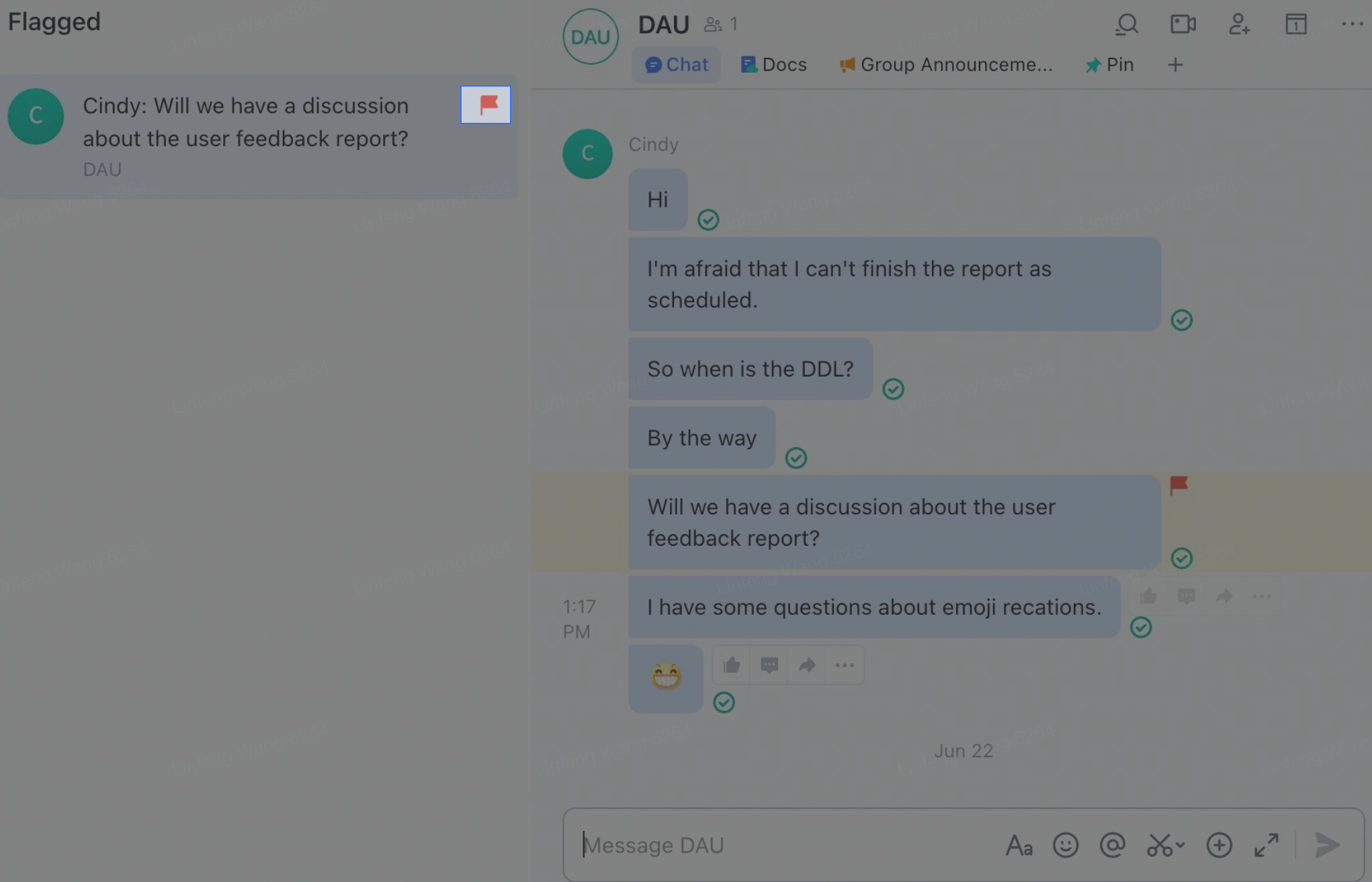 Flag chats and messages