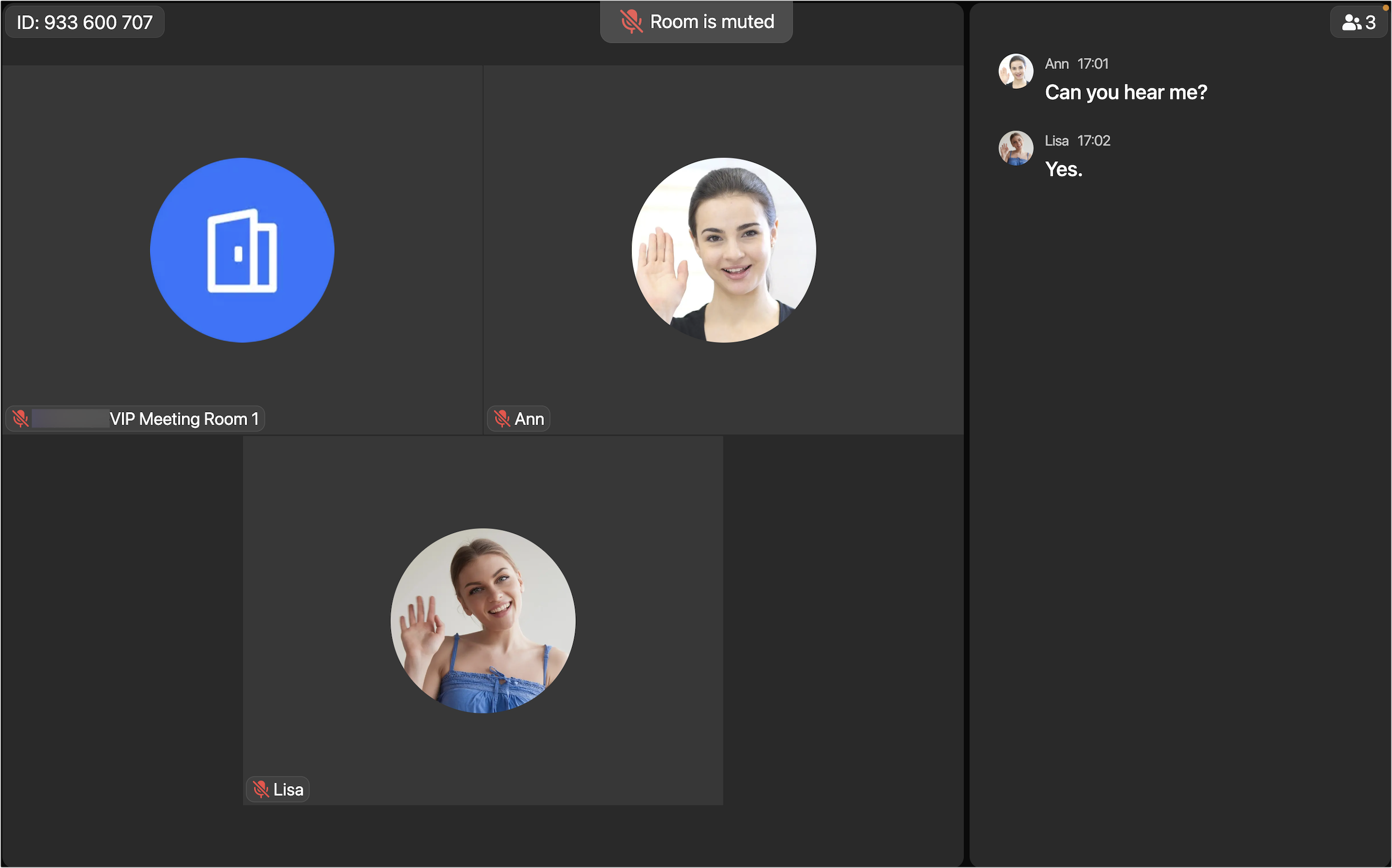 Open a chat window during a meeting