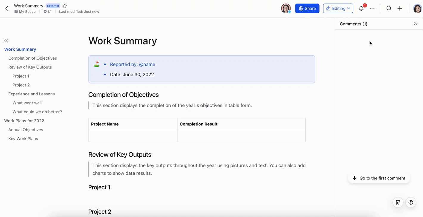 Use Current notifications in Docs