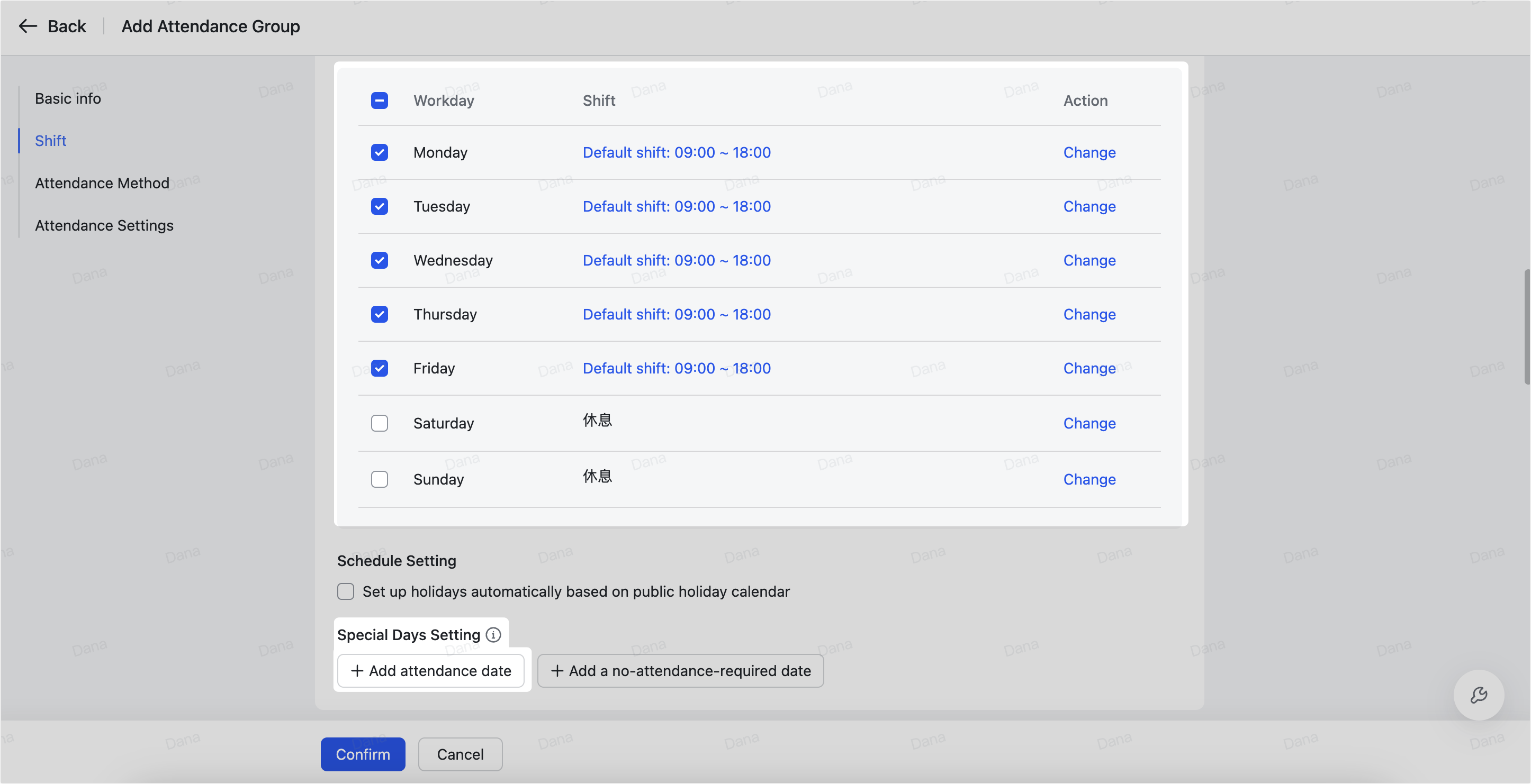 Admin | Set rotating off days