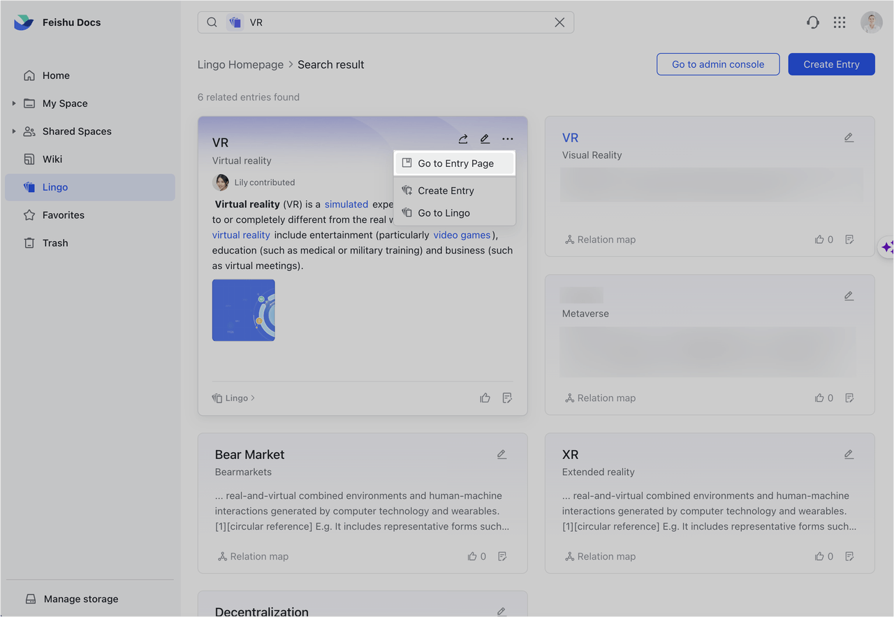 Copy a link to a Lingo entry