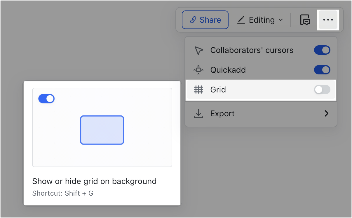 Show or hide grid on a board