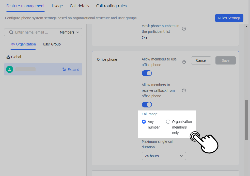 Admin | Set office phone limits and permissions