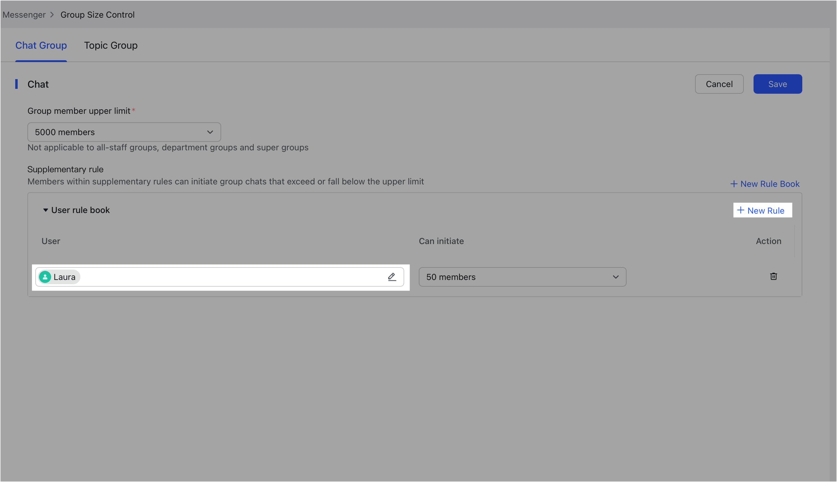 Admin | Set group size limit in Messenger