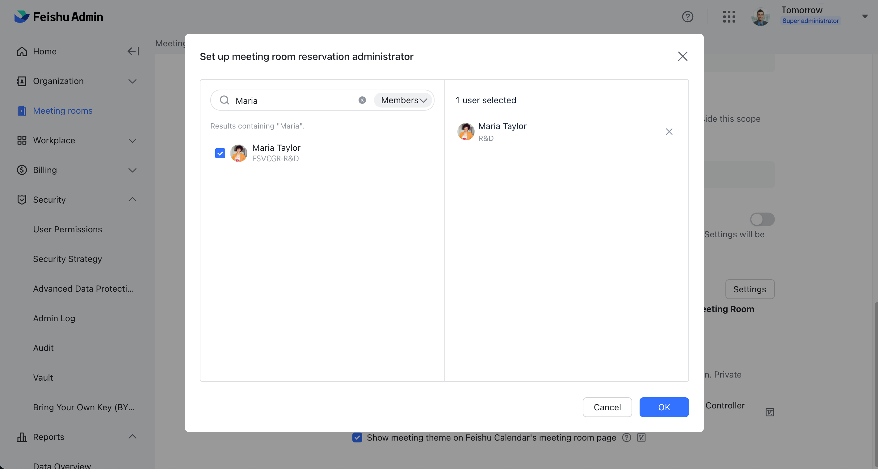 Set up meeting room reservation administrators
