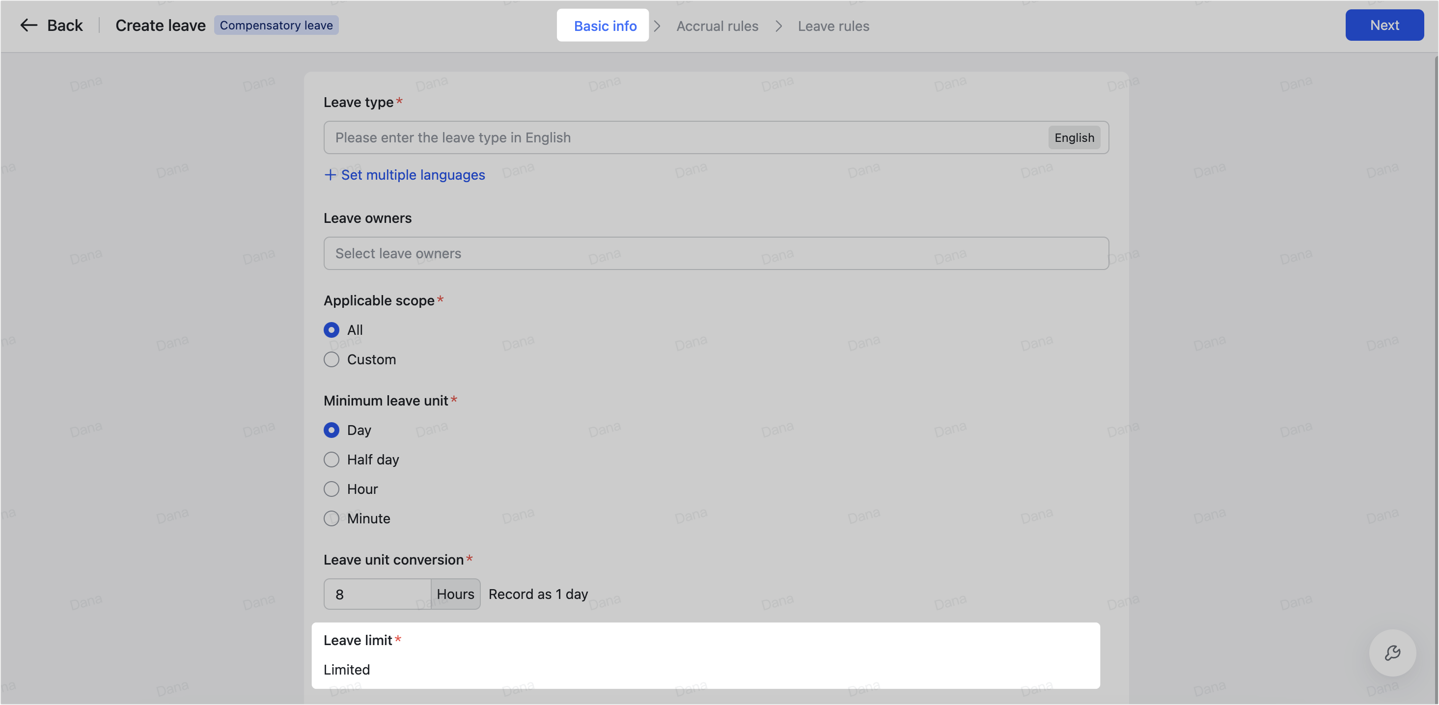Admin | Configure leave type and rules
