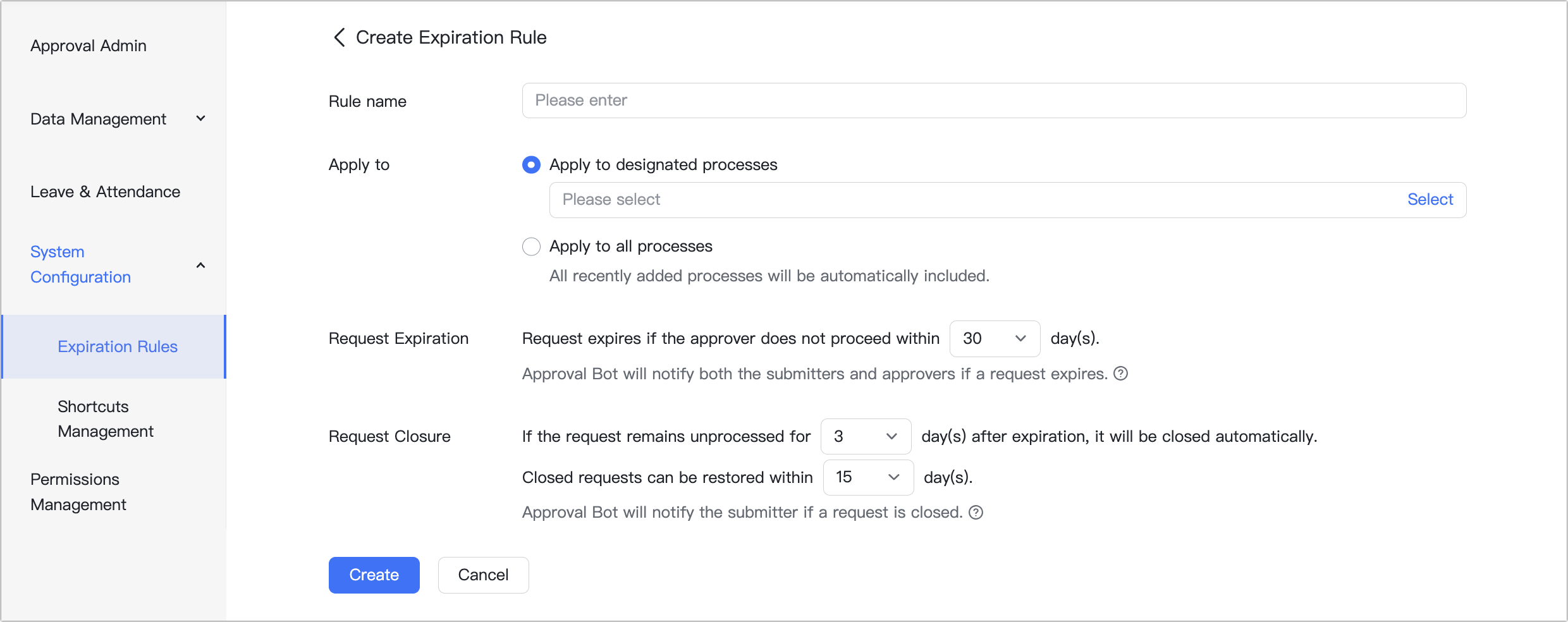 Admin | Set approval expiration rules
