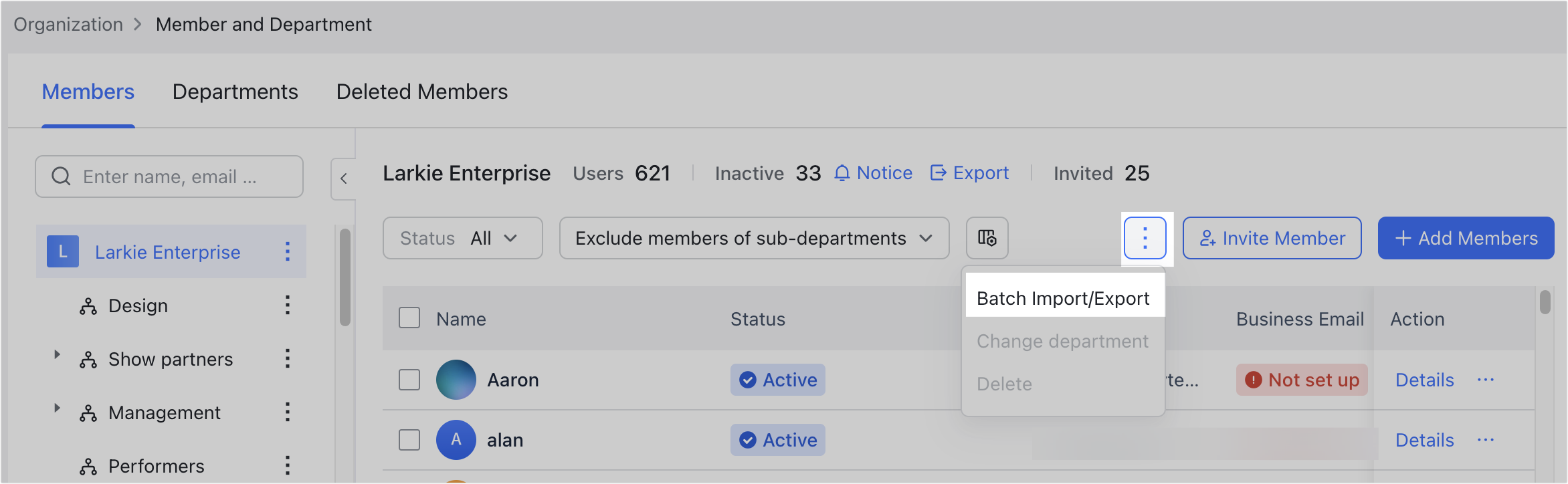 Admin | Set aliases for members Admin | Set aliases for members