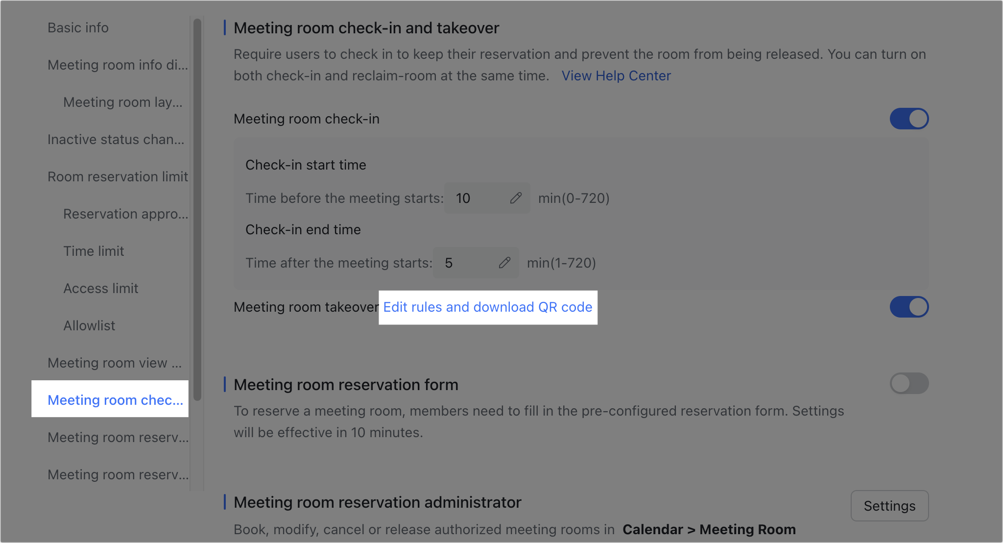 Admin | Configure meeting room takeover