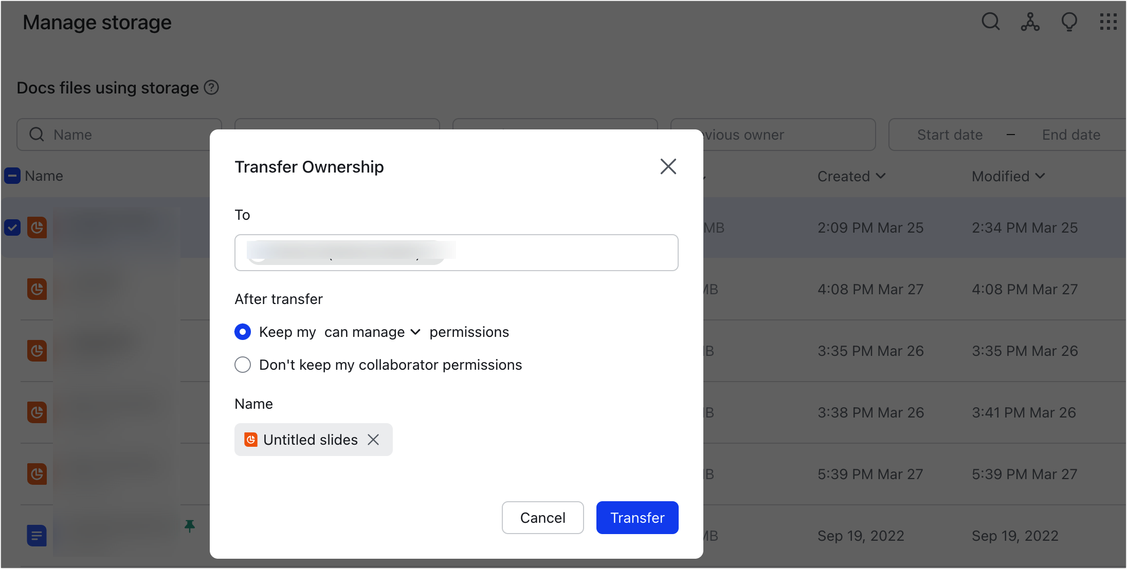 View and manage Feishu Docs storage